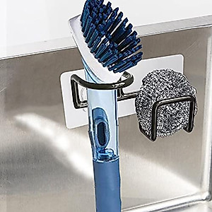 Qinwuwu XXHong 2Pcs Kitchen Brush Stick Sponge Stand Self-Adhesive Kitchen Sink Sponge Stand Kitchen Tools Storage Stand Dishwashing Sponge Brush Accessory Stand