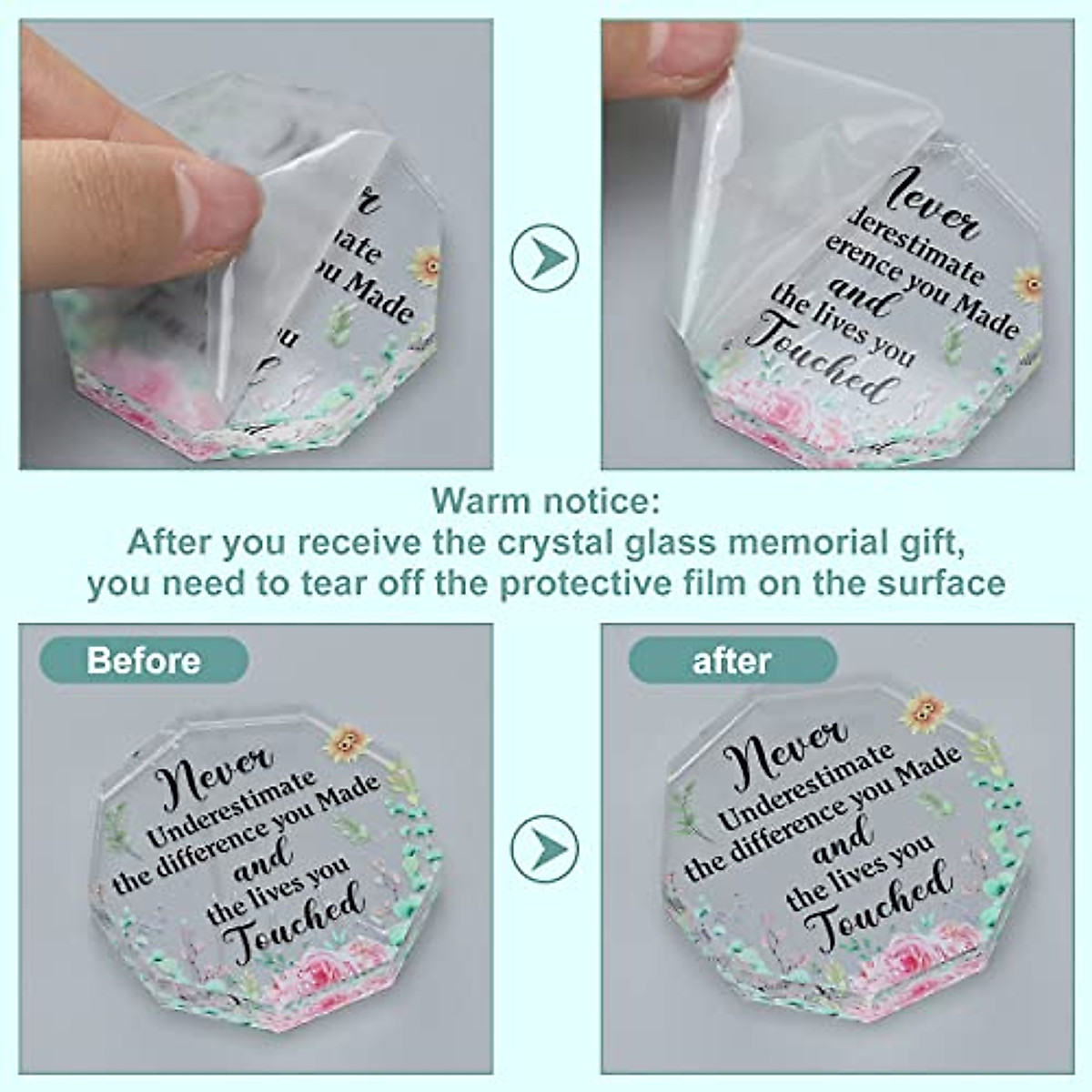 10 Pcs 5 Styles Acrylic Thank You Gift Nonagon Coworker Gift Office Employee Appreciation Plaque Decorative Signs and Plaques Inspirational Paperweight Keepsake for Women Men Colleague Teacher