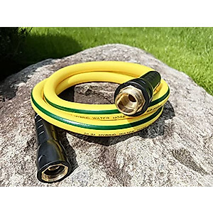 ZILIM Hybrid Lead In Garden Water Hose 5/8 in X 6FT, Heavy-duty Super Flexible with Swivel Grip Handle Female and 3/4" GHT Solid Brass Fittings, Operate 160 PSI