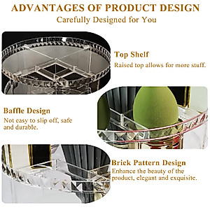 BlingCnsy 360 Large Rotating Makeup Organizer for Vanity Clear - Adjustable & Durable Spinning Cosmetics Skincare Perfume Brush Storage for Bathroom Dresser - Beauty Gift for Girl Women Mom