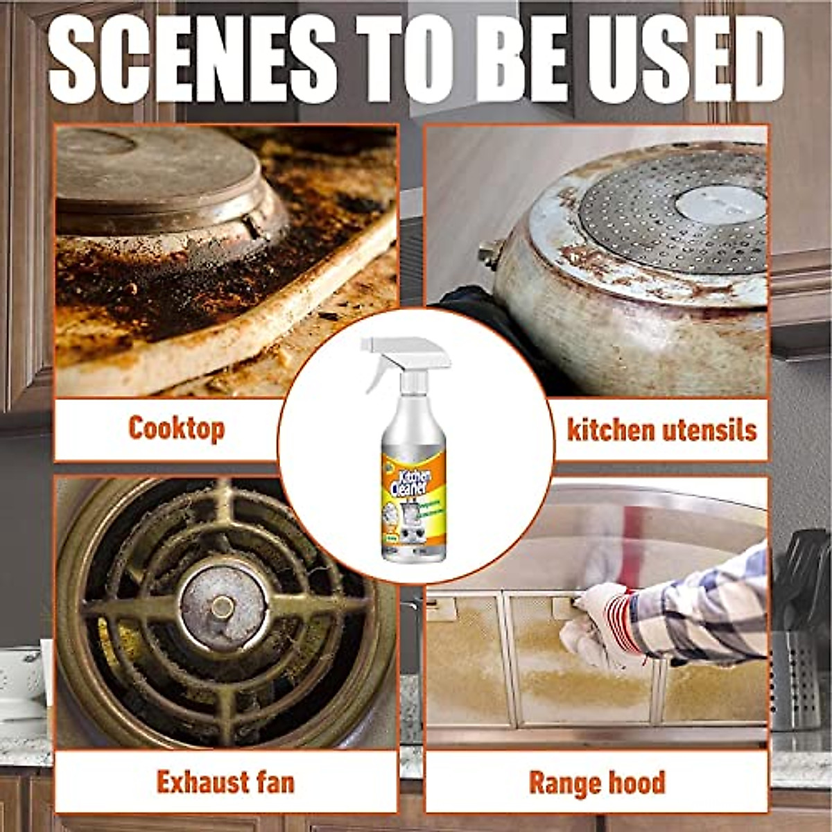 TONBGSEL All-purpose Kitchen Pots and Pan Cleaner, Kitchen Cleaner Spray Degreaser, All Purpose Cleaner Spray