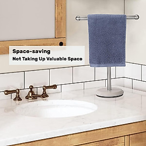 Hand Towel Holder, Hand Towel Rack Stand with Heavy Marble Base, Countertop Hand Towel Holder Stand for Bathroom (Brushed Nickel)