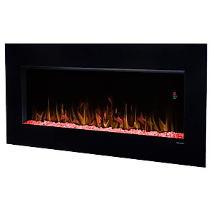 DIMPLEX DWF Series 43" Nicole Wall-Mounted Electric Fireplace with Acrylic Ember Bed (Model: DWF3651B), 4231 BTU, 120 Volt, 1240 Watt, Black