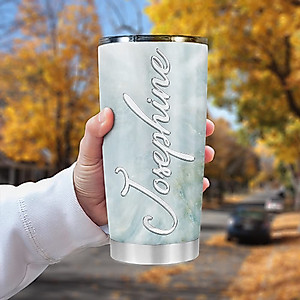 Wassmin Personalized Tumbler Stainless Steel Cup With Lid Custom Name 20oz 30oz Marble Double Wall Vacuumed Insulated Tumblers Travel Coffee Mug Birthday Christmas Gifts For Men Women