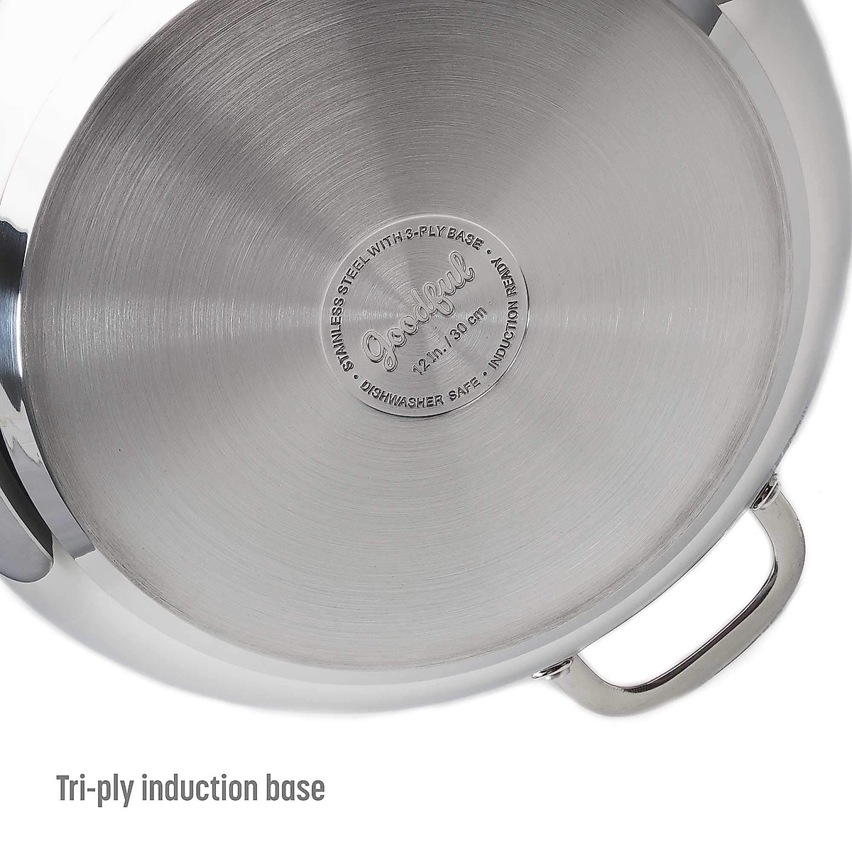 Goodful 12-Inch Stainless Steel Fry Pan with Universal Lid made from Stainless Steel and Glass Combo, Chrome