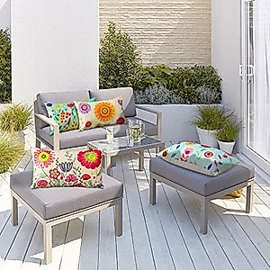 Artscope Set of 4 Decorative Throw Pillow Covers 12x20 Inches, Flowers Pattern Waterproof Cushion Covers, Perfect to Outdoor Patio Garden Living Room Sofa Farmhouse Decor