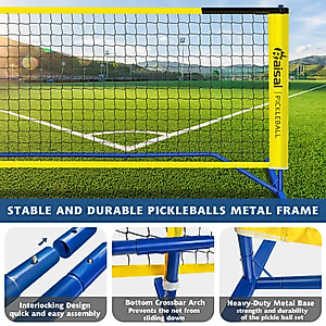 Baisal Pickleball Set with Net Portable Outdoor Indoor, 22FT Regulation Size Pickleball Net for Driveway with 4 Wooden Pickleball Paddles, 1 Pickle Ball Net, 4 Balls,1 Storage Bag, 1 Carry Bag