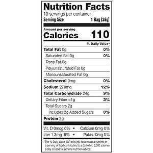 Snack Factory Pretzel Crisps, Original, 1 Oz Snack Bags, 10 Ct