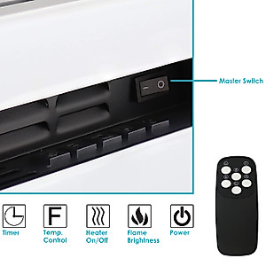 Sunnydaze Sophisticated Hearth 50-Inch Indoor Electric Fireplace - Wall-Mounted/Recessed - 3 Flame Colors - White