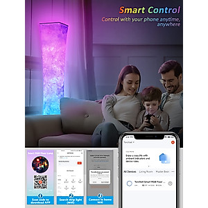 Torchlet RGB Led Smart Lamp Alexa APP Control, Color Changing Modern Floor Standing Lamp with DIY Mode, Music Sync and White Fabric Shade for Living Room Bedroom Game Room