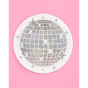 xo, Fetti Disco Ball Napkins - 3-ply, 25 pcs Shimmer Iridescent | Last Disco Bachelorette Decorations, Groovy Retro Birthday Party Supplies, NYE Tableware, 70s Baby Shower, Space Cowboy