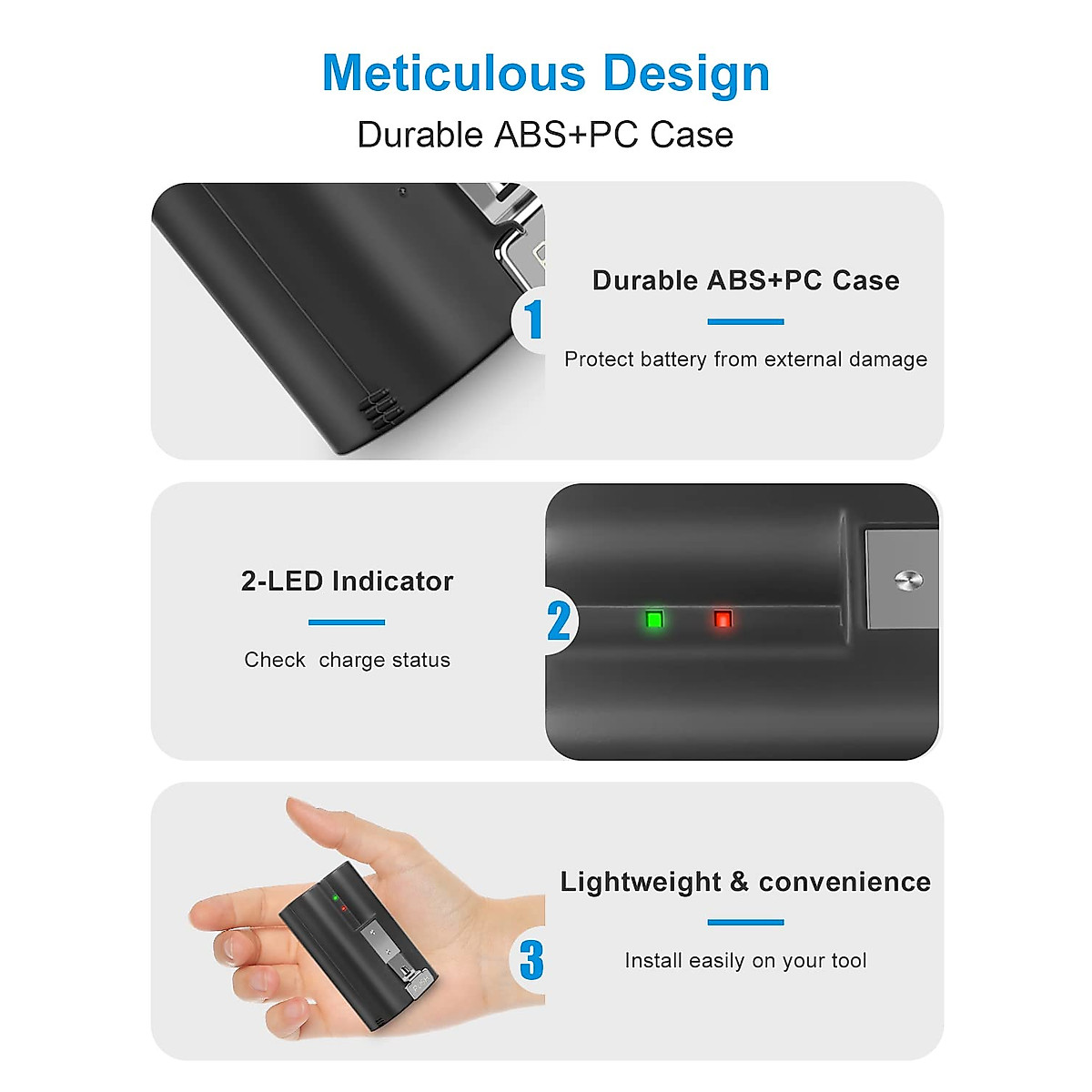 2Pack Replacement for Ring Battery Compatible with Ring-Doorbell-Camera 2/3/4/3plus, Stick Up Cam Battery (2nd and 3rd Gen), Also for Spotlight Cam and Peephole Cam, Rechargeable 3.65V 6040mAh Battery