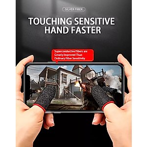 TEKTURN Finger Sleeves for Gaming, Seamless Anti-Sweat Breathable, Thumb Protector Finger Covers for Mobile Game, Touchscreen PUBG Gaming (Pack of 2 Pair)