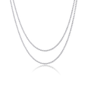 Tasiso Silver Plated Rope Chain Necklace Dainty Shiny Twist Chain Necklace For Women Sparkling Choker Necklace Set Stacking Minimalist Jewelry Gift 38/42CM