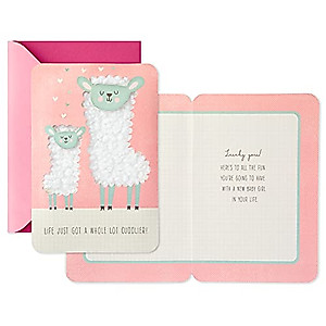 Hallmark Pack of 2 Baby Shower Cards (Baby Girl Lambs and Gender Neutral Mobile)