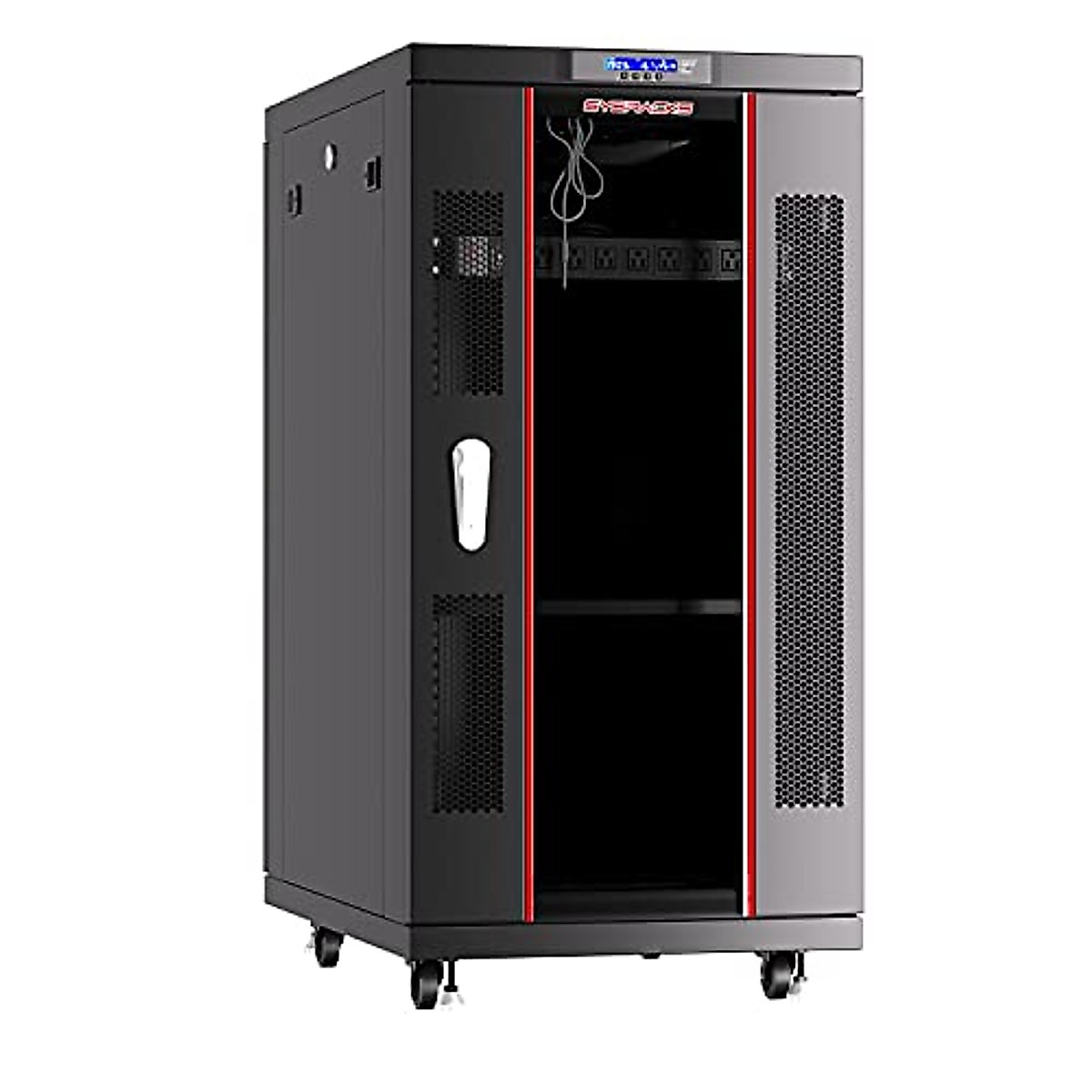 Server Rack - Locking Cabinet - Network Rack Cabinet Enclosure - 27U - Rack Mount - 32 Inch Deep - Server Cabinet - on Casters - Rack Shelf - Cooling Fan - Thermostat - Sysracks - SRF
