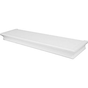 HIGH & MIGHTY 515660 Decorative 24" Floating Shelf Holds up to 20lbs, Easy Tool-Free Dry Wall Installation, Beveled, eCommerce Packaging, White
