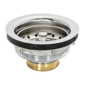 EZ-FLO Heavy-Pattern Kitchen Sink Strainer, Brass Body Sink Drain Assembly with Slip Joint Nut, 3-1/2 to 4 Inch Opening, Stainless Steel, Chrome Plated, 30002