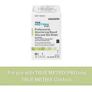 McKesson TRUE METRIX Professional Monitoring Blood Glucose Test Stripes, 50 Strips, 3 Packs, 150 Total