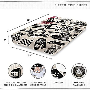 Microfiber Fitted Crib Sheets, Boy Car Print Bedding Cover,Toddler Mattress Ultra-Soft Breathable Sheet,Fits Baby Standard Crib Mattress Sheet 28"x 52"x 8'' Baby Boys Girls