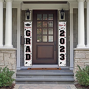 LASKYER Congrats Grad Class of 2023 Red Door Banner - Perfect for School Home Door Sign Porch Sign Backdrop 2023 Graduation Party Decorations.