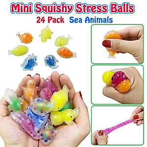 24PCS Sea Animals Stress Balls,Squeeze Stretchable Fidget Balls,Valentines Day Gifts for Adults to Relax,Party Favor,Easter Gift