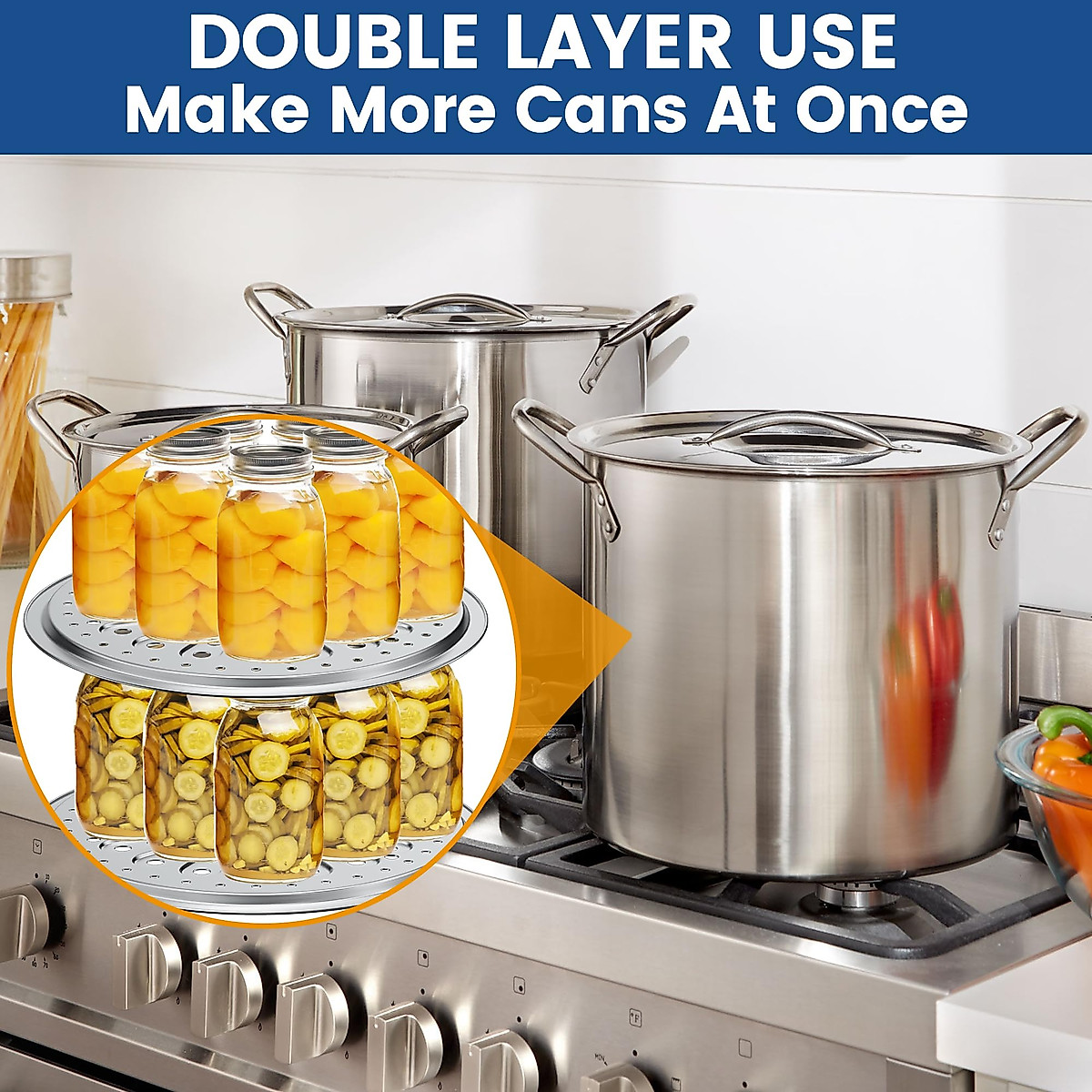 KORCCI Pressure Canner Rack 2Pcs - Stainless Steel Canning Rack for Pressure Cooker, 11 Inch Canning Racks for Water Bath Canner, Canning Supplies - Compatible with Presto, All-American and More
