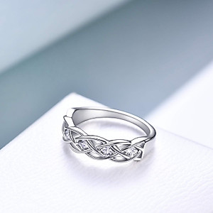 Celtic Ring Sterling Silver Simple Criss Cross Knot Ring Wedding Band Celtics Jewelry Christmas Gifts for Women Her Girlfriend Wife