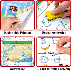 Uranus&No.1 Preschool Learning Activities Handwriting Practice Book for Kids, Toddlers Educational Montessori Toys Learn to Write Tracing Number Letters Workbook for 3 4 5 6 Years Old Kindergarte