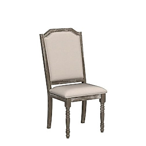 Roundhill Furniture Ferran Wood Pedestal Dining Chair, Reclaimed Gray Set of 2