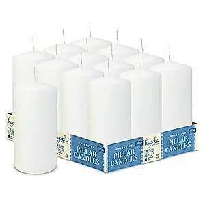 Hyoola White Pillar Candles 3x6 Inch - Unscented Pillar Candles - 12-Pack - European Made