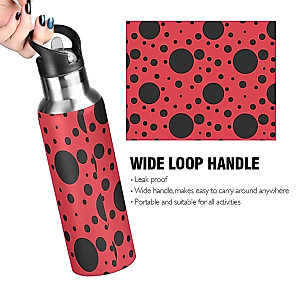 xigua Ladybug Water Bottle Double Walled Stainless Steel Leak Proof Thermo Flask for Sports Gym Cycling Outdoor,20 oz.