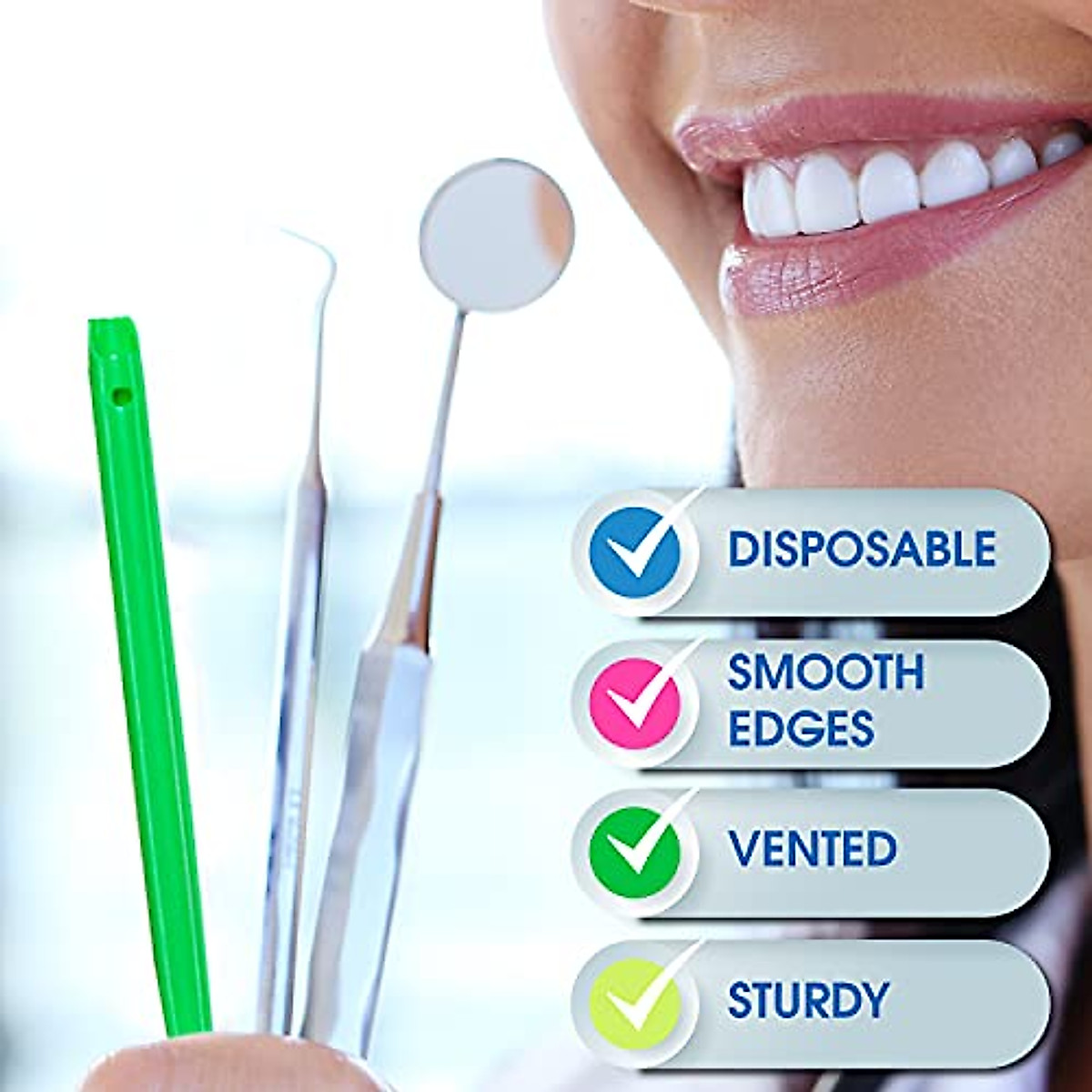 High Volume Evacuator HVE Tips - 1000 HVE Suction Tips Dental Disposable - Vented Evacuation Aspirator Tips with Smooth Edges (Rainbow Assorted - 10 Bags of 100) by PlastCare USA