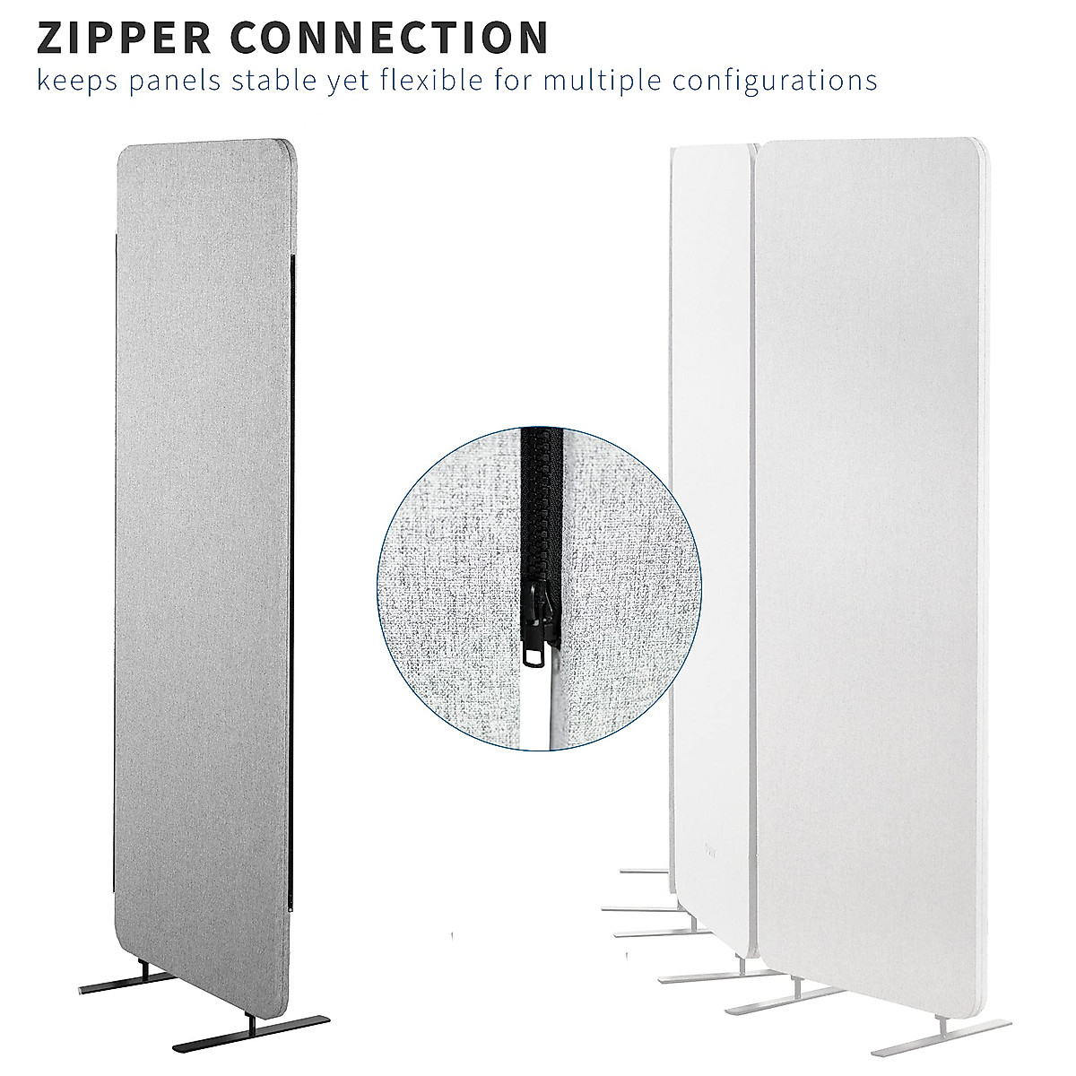 VIVO Freestanding 24 x 66 inch Privacy Panel, Cubicle Divider, Acoustic Wall Partition, Single 24 inch Panel with 2-Sided Zipper Attachment System, Gray, PP-1-T024G