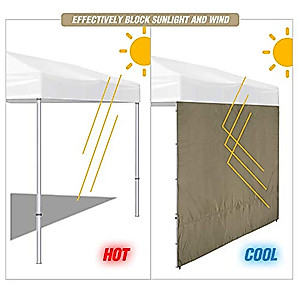 REDCAMP 10x6.2ft Instant Canopy Sidewall for 10x10ft Pop Up Canopy, 3 Pack Sunwall, Khaki