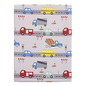 Everything Kids Construction, Bus, Truck, and Car Red, Yellow, and Blue Preschool Nap Pad Sheet