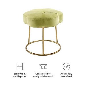 Linon Light Green and Gold Vanity and Accent Talulah Stool
