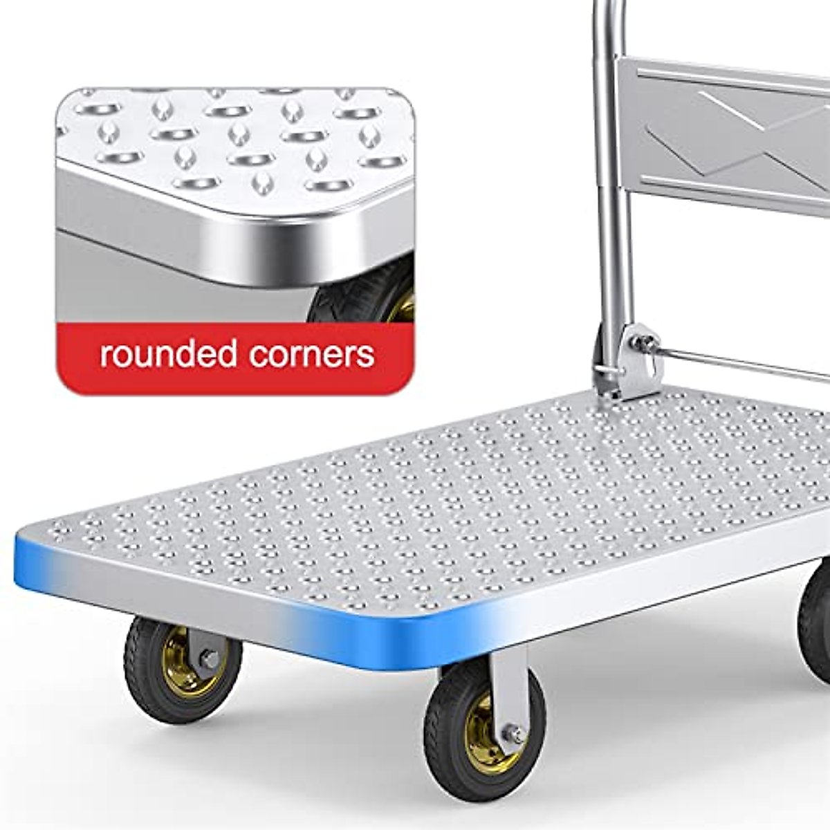 Hand Trucks Heavy Duty with Folding Handle, Push carts on Wheels,Foldable Handyman, 360 Degree Swivel Wheels, Foldable & with Platform, Non-Slip Layer (Color : A, Size : 71 * 47 * 83cm)