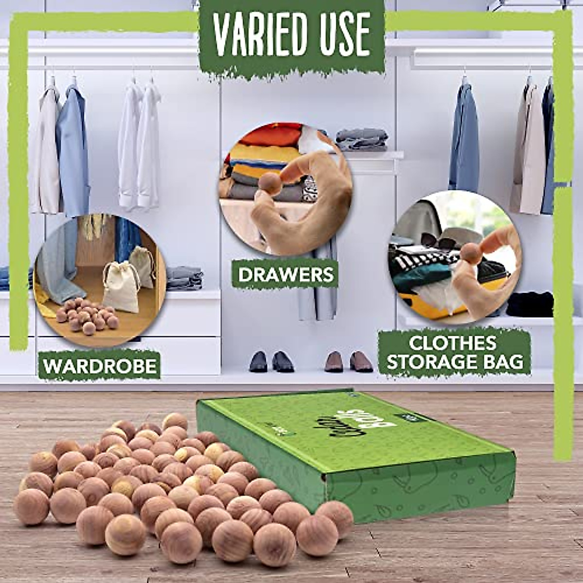 ecoKiwi Cedar Blocks for Clothes Storage - 40 Pack Cedar Balls - Natural Oil Hanger Planks & Chips for Closets - Non Toxic Cedarwood Balls with Sandpaper - Drawer Air Freshener Protection & Control