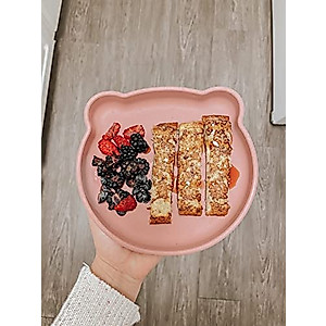 Ullabelle Kids Silicone Animal Suction Plate, Suction Baby Bowl & Baby Spoons for Toddlers (Pink)