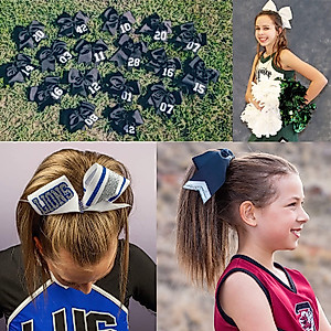 Cheer Bows, Caenagrion 18 PCS 8" Large White Cheer Hair Bows Ponytail Holder Elastic Band Handmade for Cheerleaders Teen Girls College Sports (White)