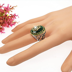 HSQYJ Retro Color Crystal Pear Ring Elegant Vintage Rhinestone Flower Cocktail Statement Rings Uniquely Stylish Fashion Creative Engagement Jewelry for Women
