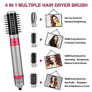 Hair Dryer Brush, Upgraded Detachable Hot Air Brush Set, with 4 Brush Heads Hair Dryer and Volumizer, Negative Ion Hair Dryer Brush for Reducing Frizz and Static