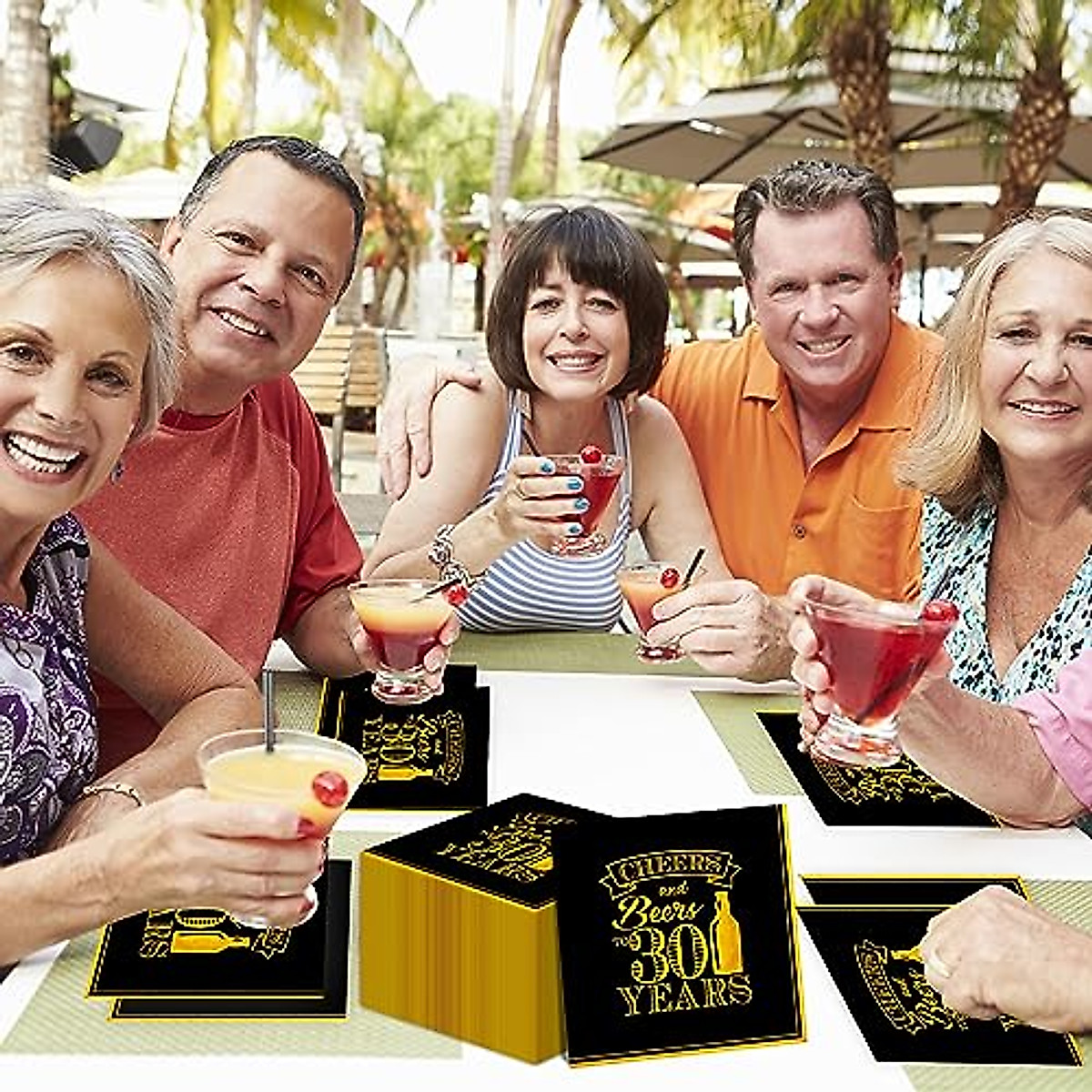 50 Pcs Cheers to 30 Years Party Napkins 30th Birthday Napkins 6.5x6.5 Inches Disposable Party Supplies Black and Gold Paper Napkins for Men Women 30th Birthday Decorations Wedding Anniversary