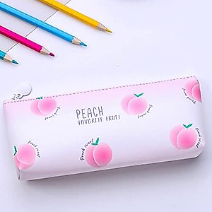 Fabric Pencil Pouch For Girls Pencil Bags With Zipper For Cute School Large Pencil Case ，For Women Teens Girls Adults Student Big Capacity Grid Pencil Case For Teen Girls (A-Peach pencil case)
