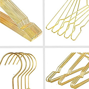 Besser 20Pack Gold Wire Hangers, 17 inch Strong Gold Metal Hangers,Suit Coat Gold Iron Hangers for Clothes