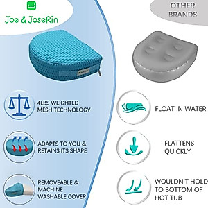 Joe & JoseRin 4D Air Mesh Hot Tub Booster Seat, 15 x 12 x 5 Inches Seat Cushion, Hot Tub Pillow with Non-Slip Micro Dot Bottom and 5 Weighted Sections, Quick Drying Hot Tub Accessories