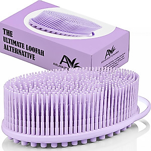 Avilana Exfoliating Silicone Body Scrubber Easy to Clean, Lathers Well, Long Lasting, And More Hygienic Than Traditional Loofah (Lavender)