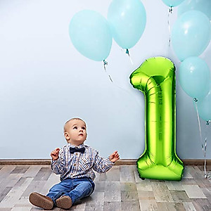 40 Inches Green Number Digital Balloons Large Aluminum Foil Numeral Balloon for Birthday Anniversary Wedding Engagement Bridal Shower Party Photo Props (Green 10)