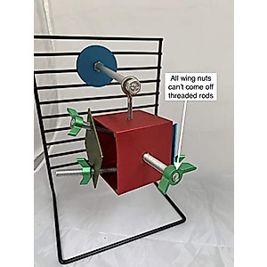 Busy Bird | Box Foraging Bird Toy - Rounded Corners, Non-Removable Wing Nuts - 100% Metal, Ultimate Brain Teaser and Mind Game for Medium to Extra Large Birds